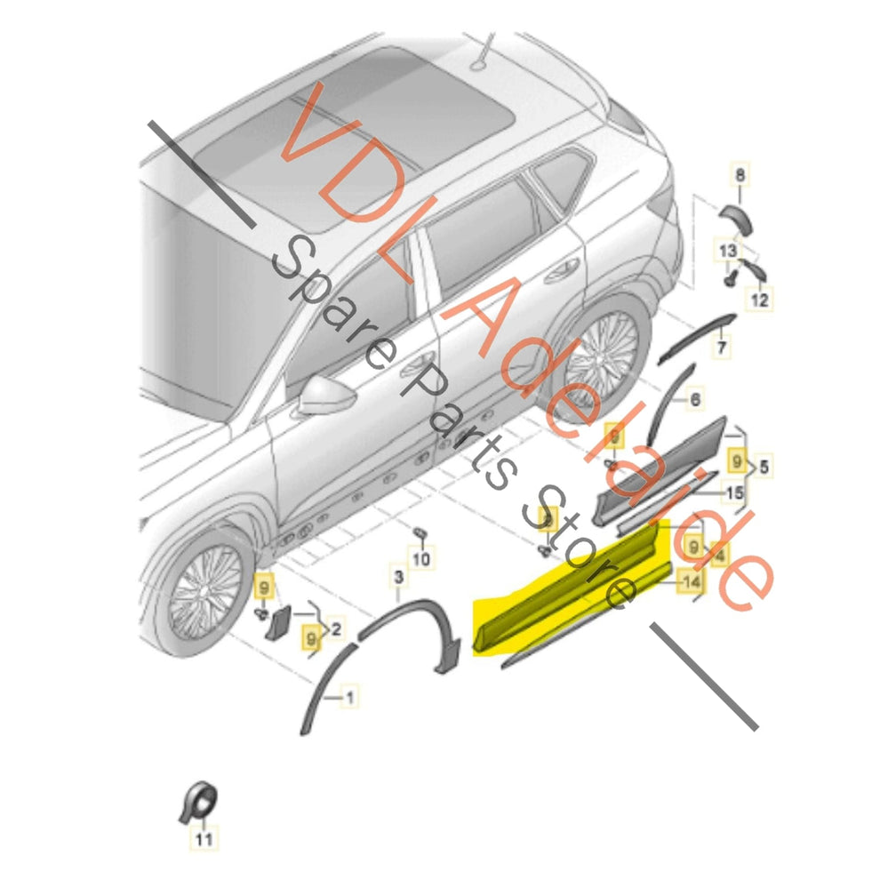 Cupra Ateca Front Right Door Exterior Lower Bump Strip Moulding 575853 ...