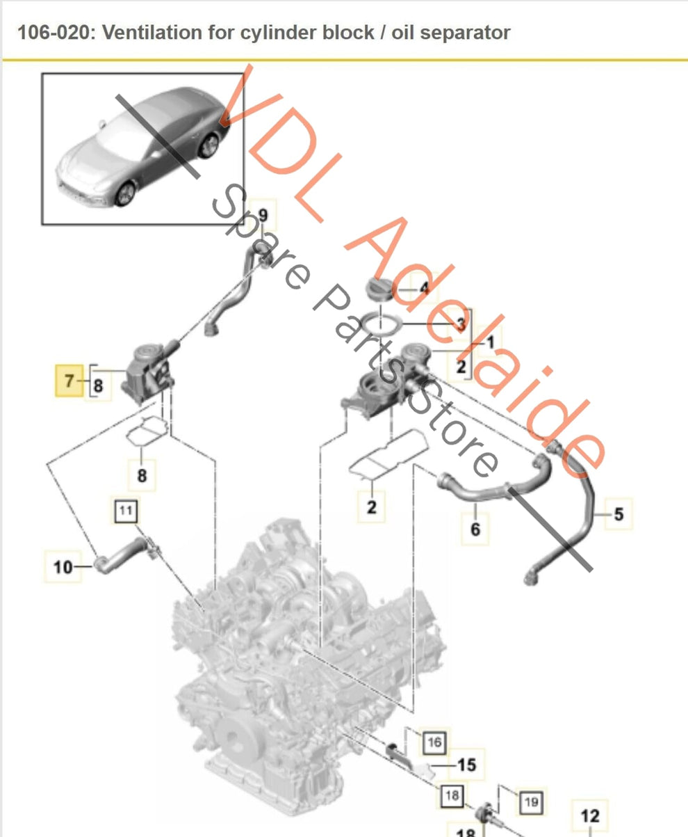 Porsche Panamera Turbo 971 Right Side RHS Oil Separator 9A710346402 ...